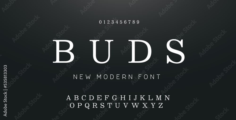 BUDS Sports minimal tech font letter set. Luxury vector typeface for ...