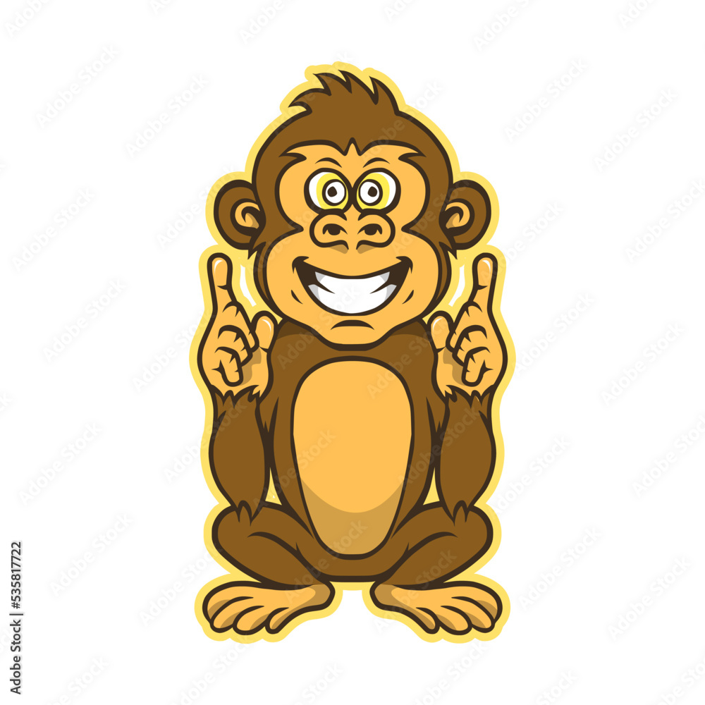 Monkey cartoon laughing and pointing Stock Vector | Adobe Stock