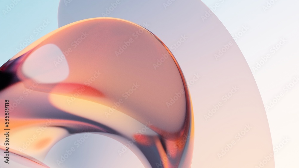 Abstract 3d glass render, glossy, reflective, organic curve wave in ...