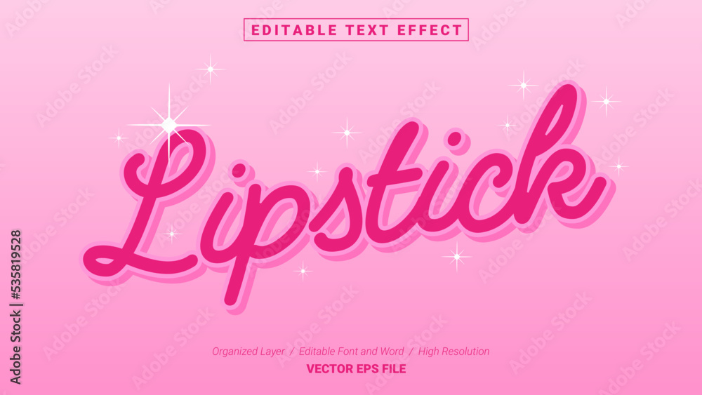 Editable Lipstick Font Design. Alphabet Typography Template Text Effect ...