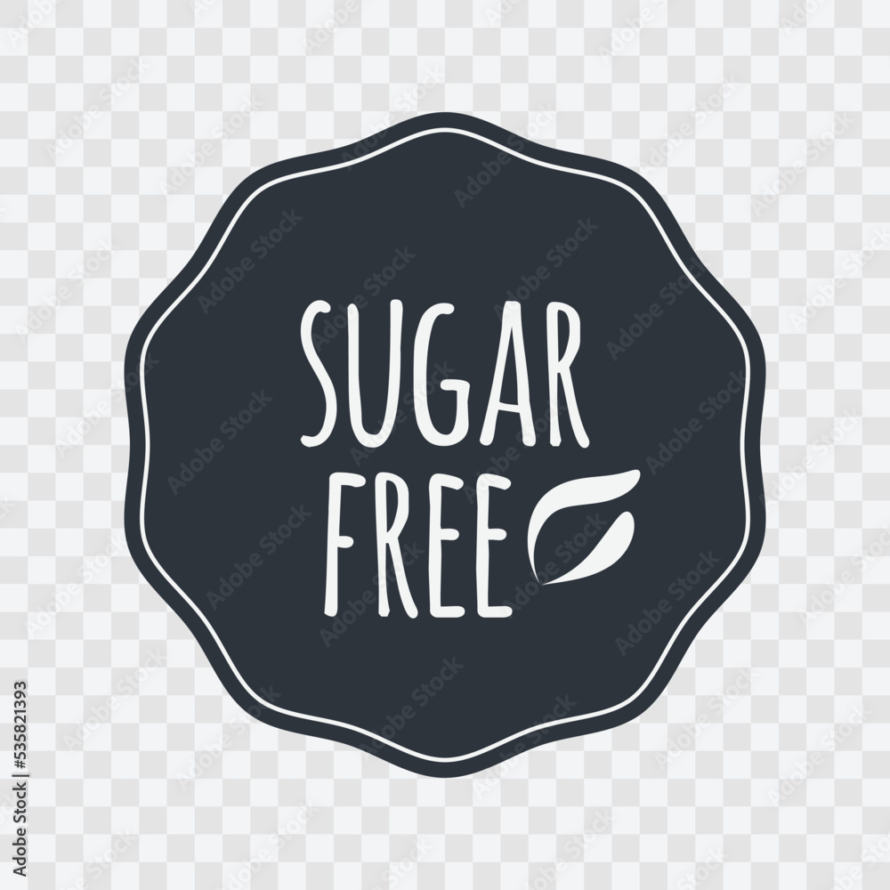 Sugar Free vector icon. Isolated grey white label on transparent ...