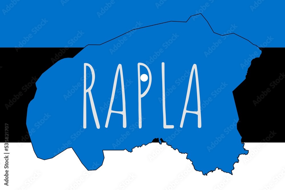 Rapla: Illustration mit dem Namen der estnischen Stadt Rapla im ...