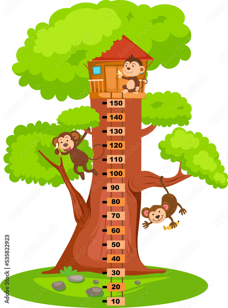 Meter wall with animal cartoon vector illustration ilustração do Stock ...