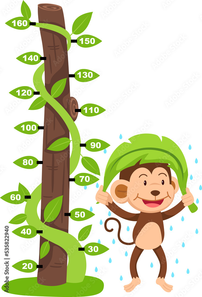 Meter wall with animal cartoon vector illustration Stock Illustration ...