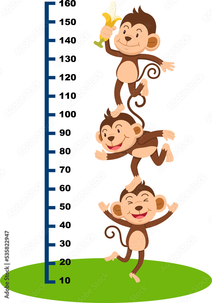 Meter wall with animal cartoon vector illustration Stock Illustration ...