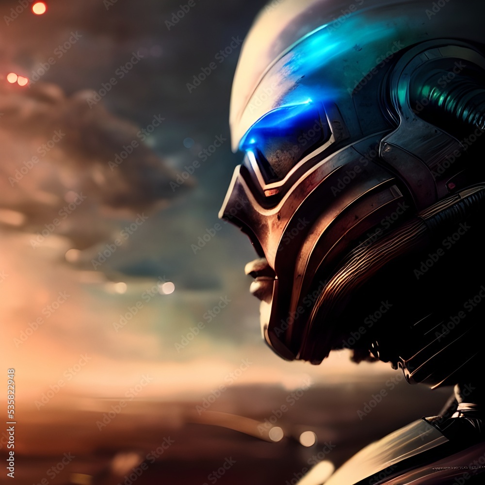 Illustrated portrait concept of an interstellar spaceman Stock ...