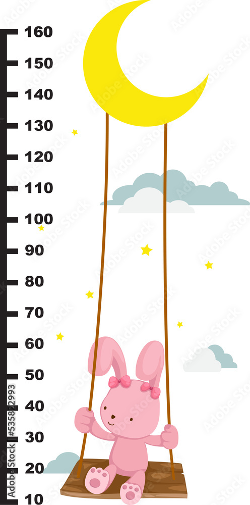 Meter wall with animal cartoon vector illustration Stock Illustration ...