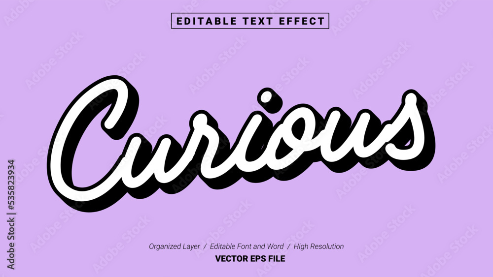 Editable Curious Font Design. Alphabet Typography Template Text Effect ...