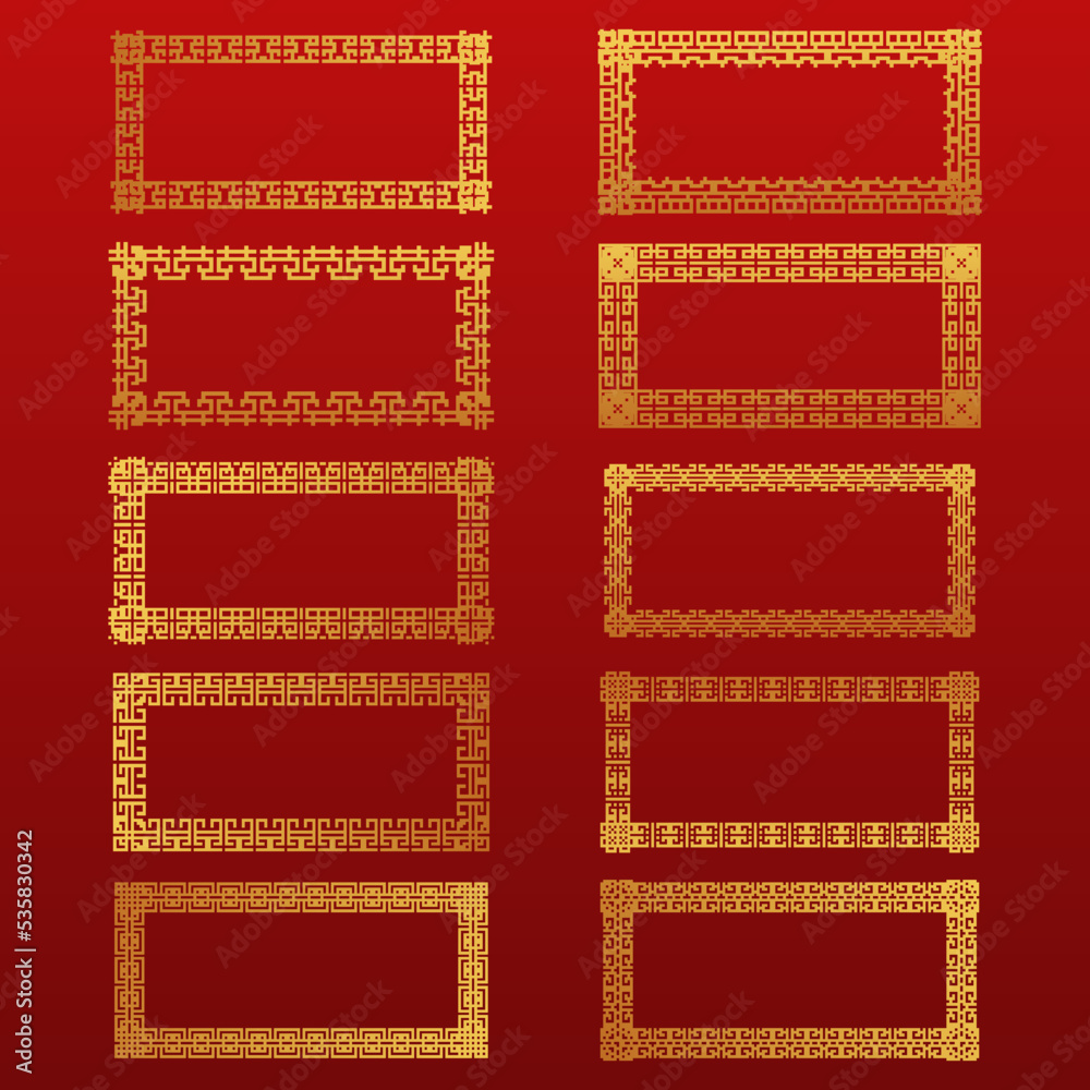 Collection of chinese style borders. Gold border vector illustration ...