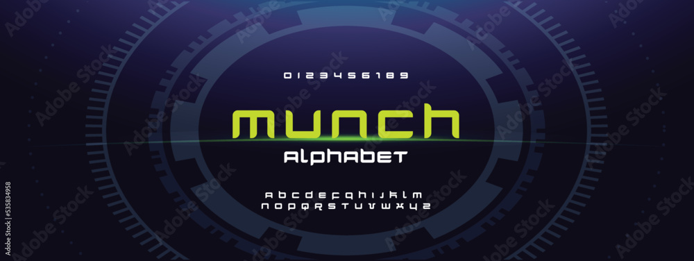 MUNCH Sports minimal tech font letter set. Luxury vector typeface for ...