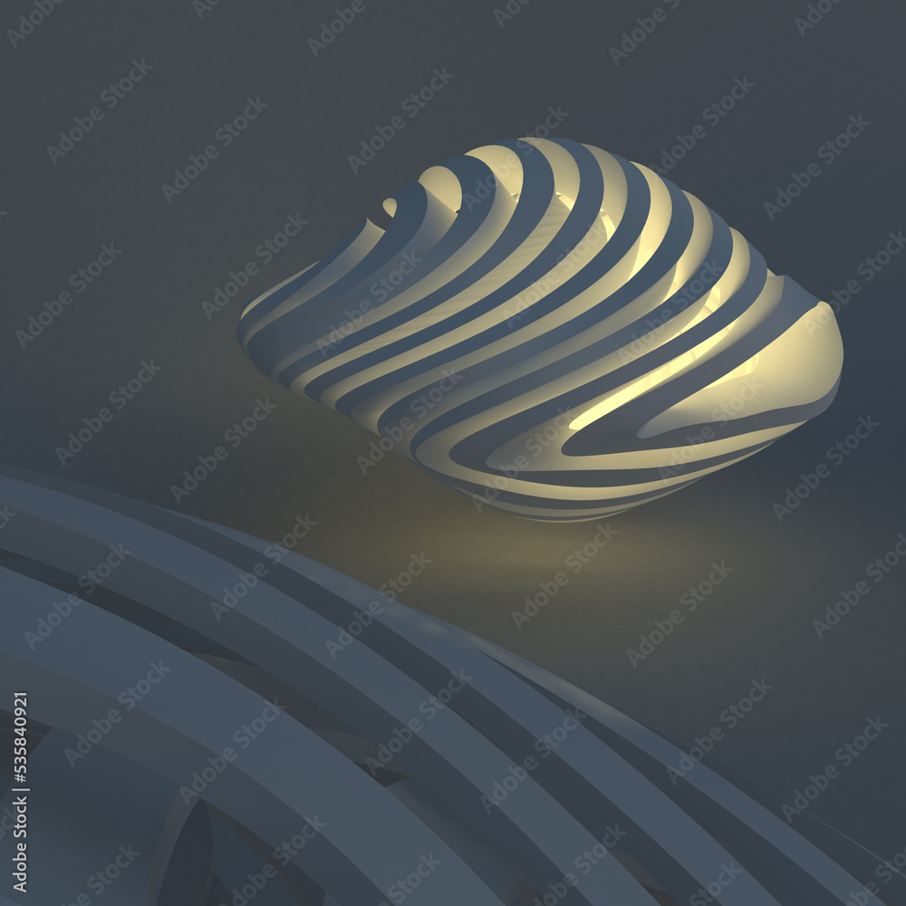 Abstract white curvy shape render with light inside Stock Illustration ...