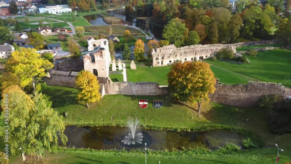 Vidéo Stock Beautifull Aerial Autumn Landscape of the Dobele City and ...