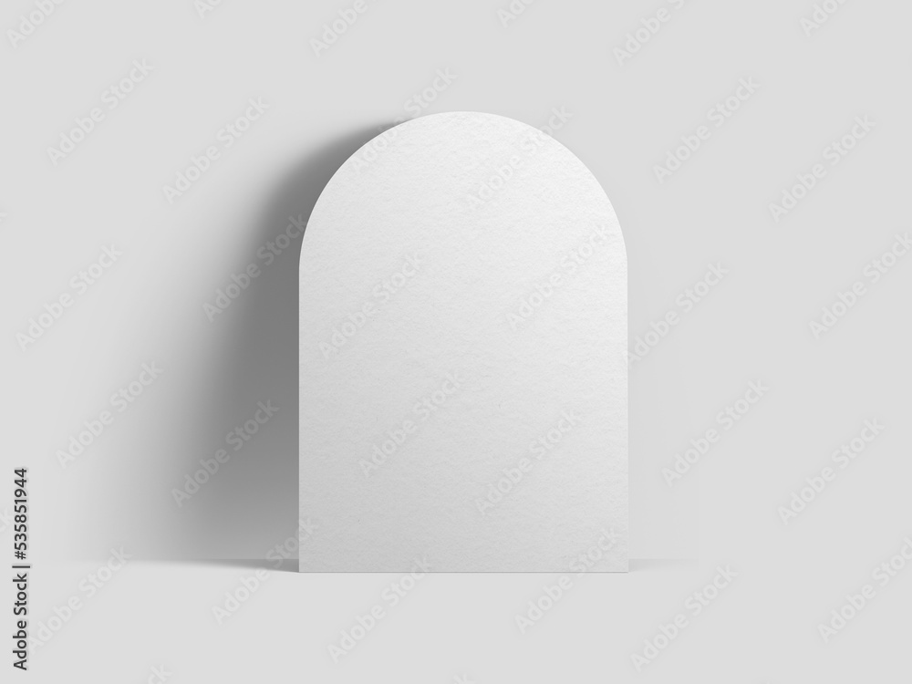 Blank arch paper card mockup template isolated on light grey background ...