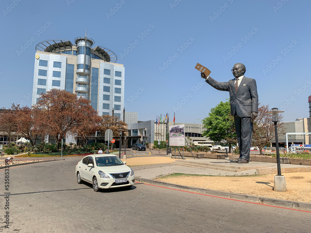 OR Tambo International Airport, South Africa: Vehicle in front of tall ...