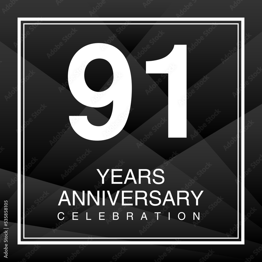 91 Year Anniversary Celebration Logo Vector On Red Background, 91 ...