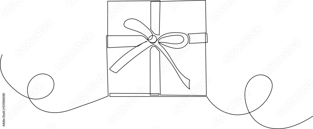 gift drawing by one continuous line, isolated Stock Vector | Adobe Stock