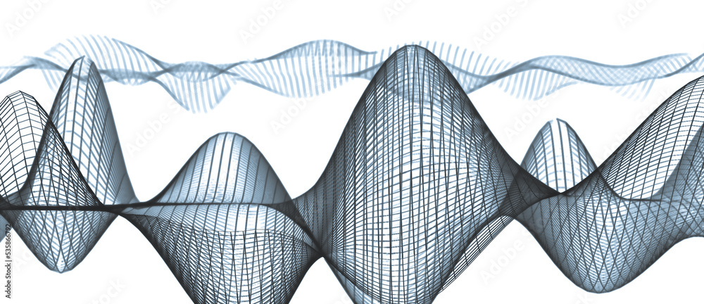Stockillustratie Illustration of two abstract wireframe sound waves ...