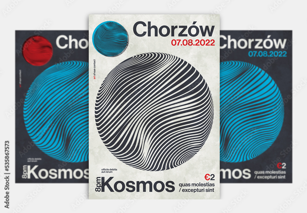 Swiss Poster Design Layout with Striped Circles Stock Template | Adobe ...