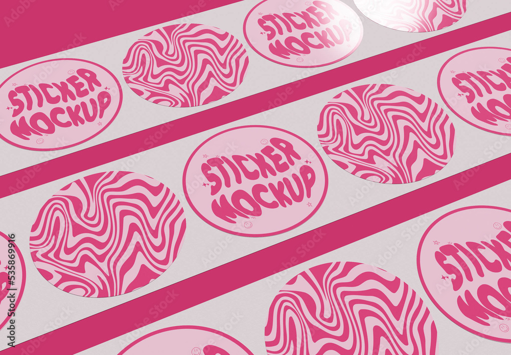 Set of Adhesive Sticker Mockup Stock Template | Adobe Stock
