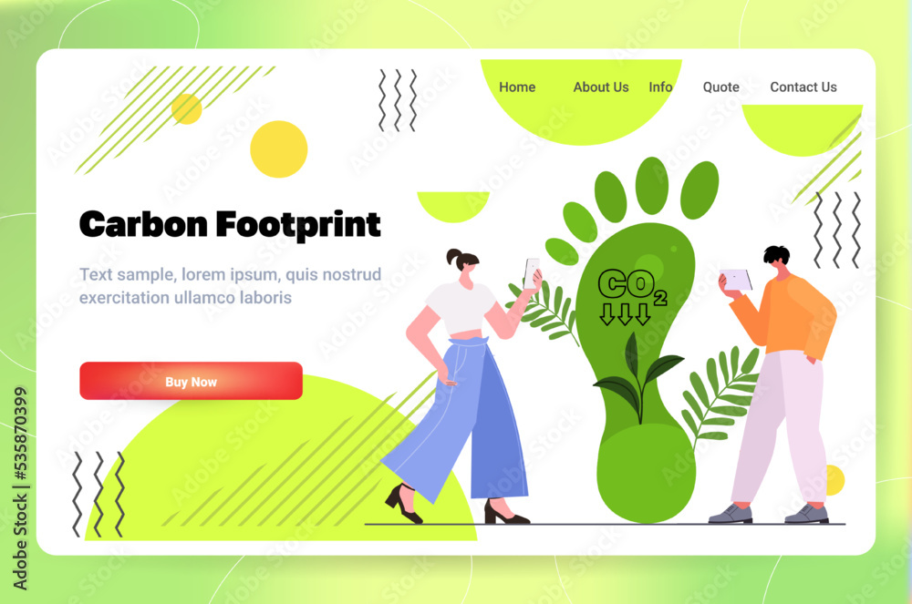 carbon credit campaign concept people measuring green foodprint ...