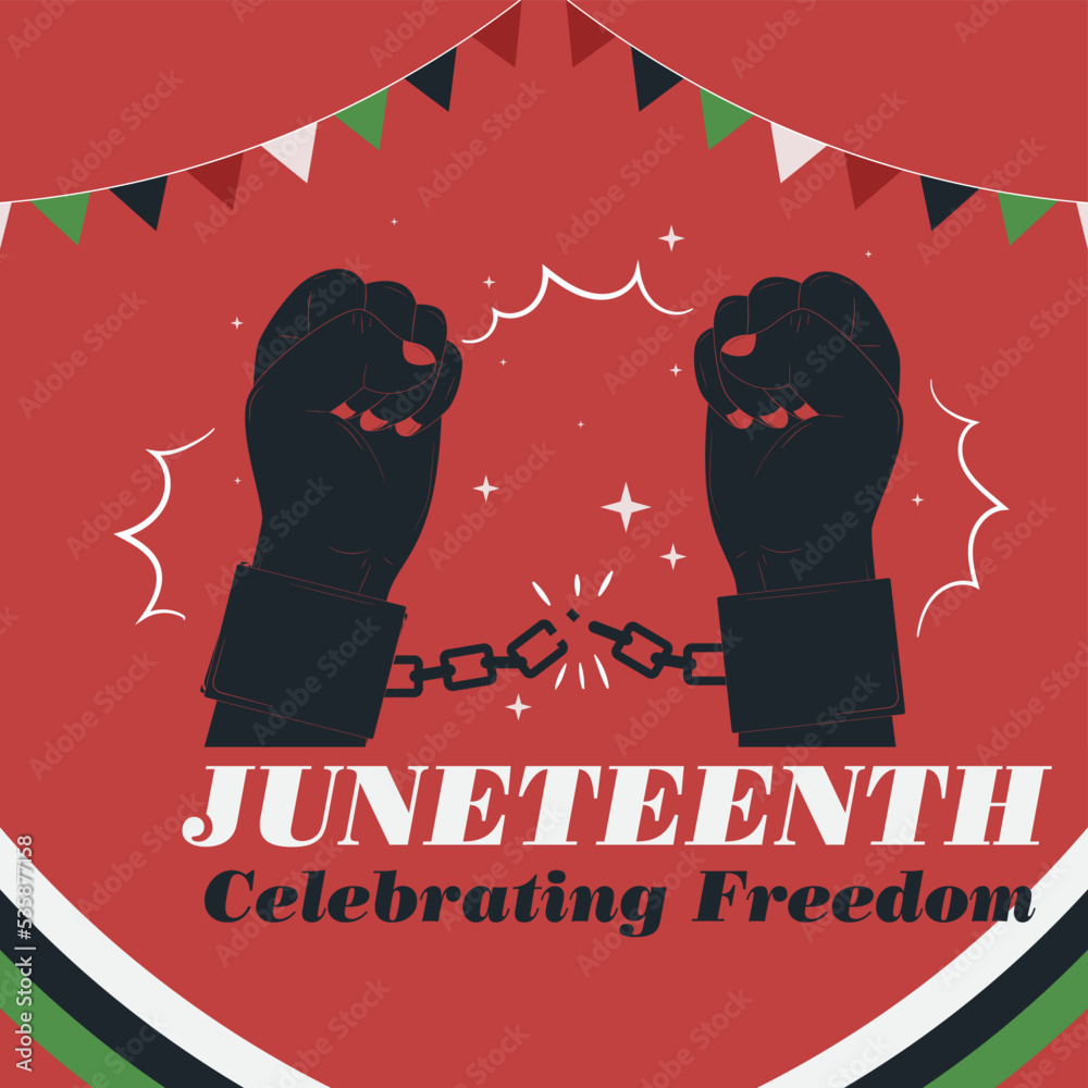flat juneteenth celebration illustration Commemorative banner, with ...
