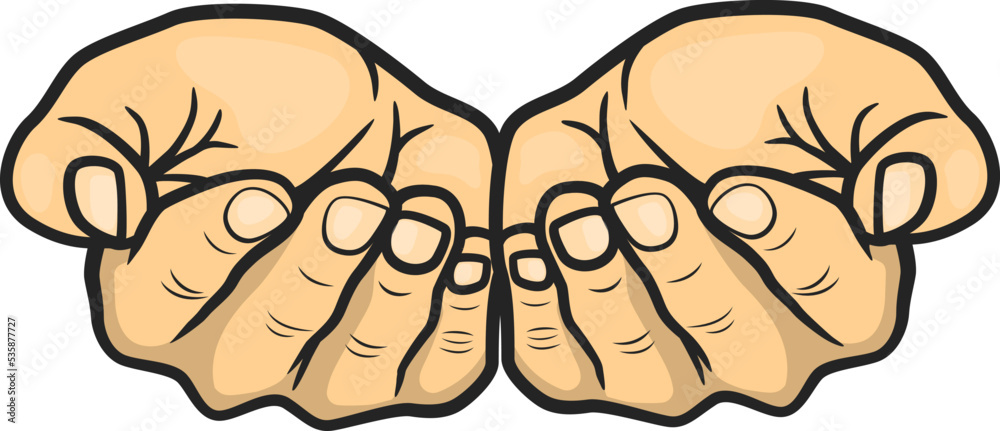 Vector Cartoon Outstretched Cupped Hands, Begging Hands, Arms, Palms ...