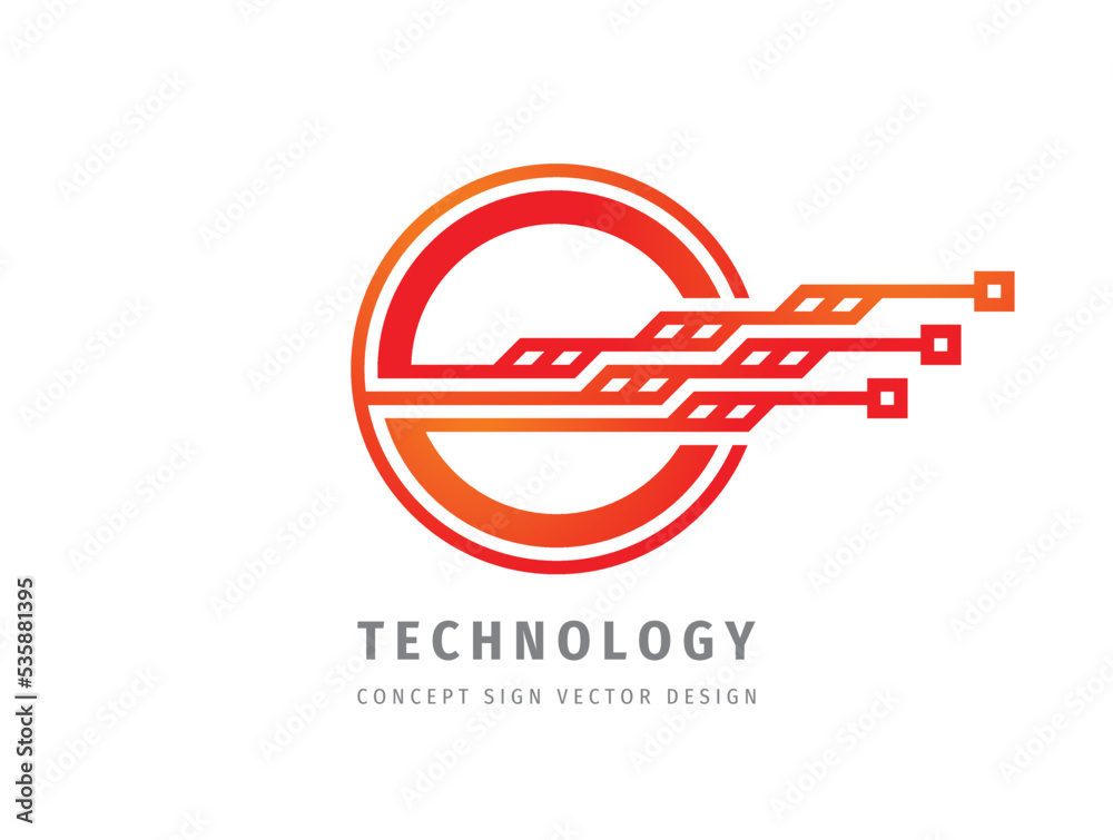 Electronic technology - creative logo design. Digital chip sign ...