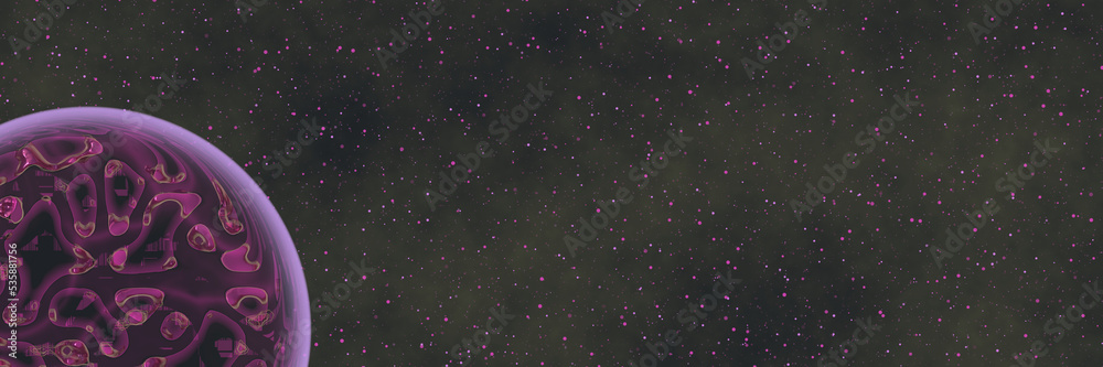 Surreal Purple 3D Marbled Planet in Cosmos Universe and purple stars in ...