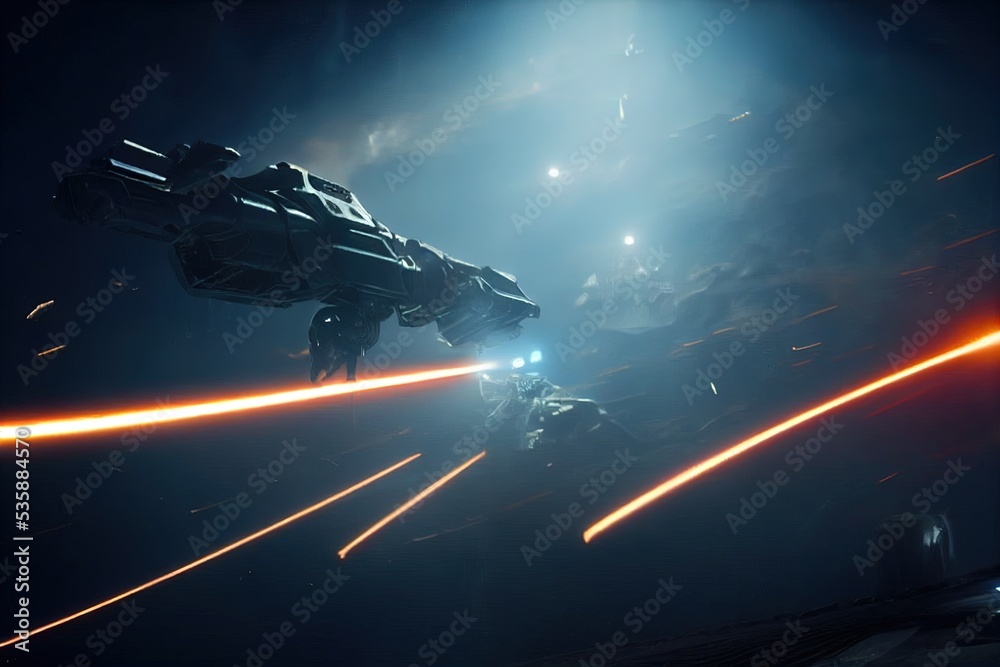 Alien war sci-fi futuristic action scene with copy space 3D ...