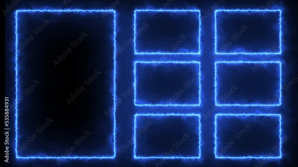 Animated neon frame for captions and captions in sky blue with a ...