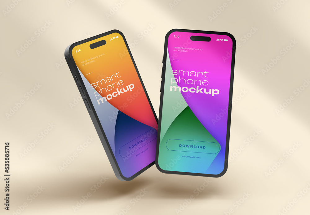 Smart Phone Mockup Design with Editable Background Stock Template ...