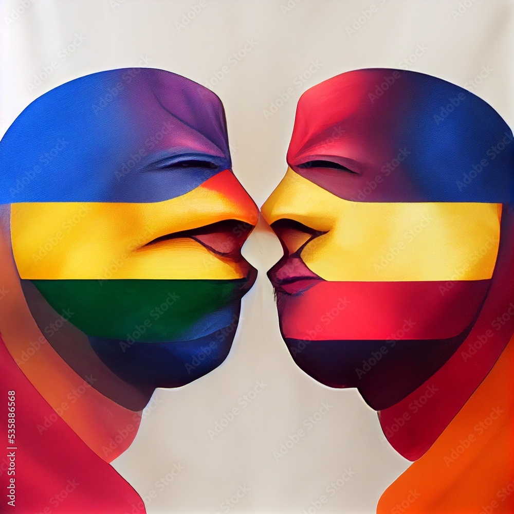 Midjourney render of two faces facing each other Stock Illustration ...