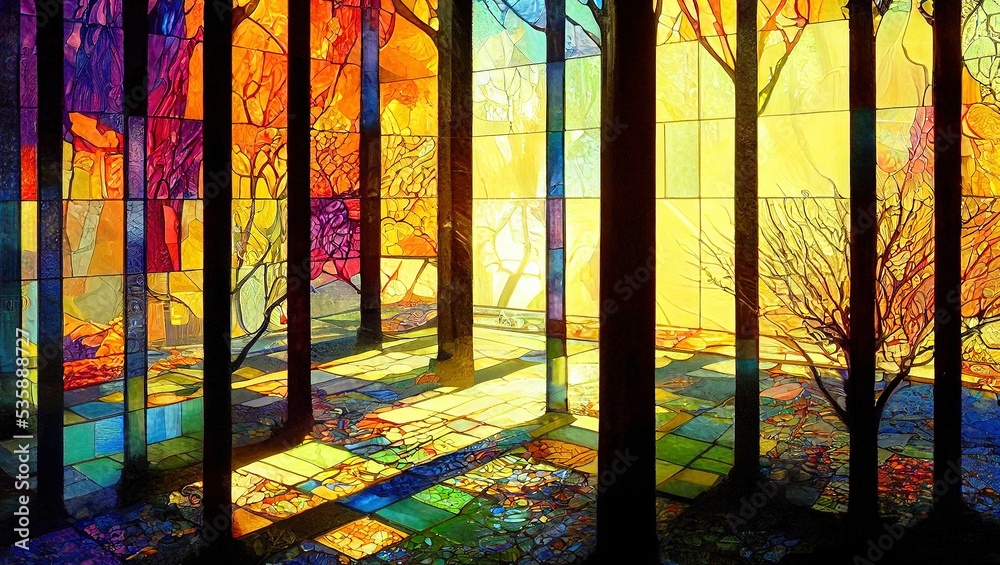 Colorful abstract illustration of a stained glass window - great for a ...
