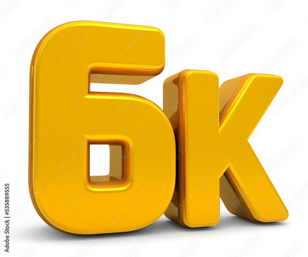 Golden 6K isolated on white background. 6k 3d. Thank you for 6k ...