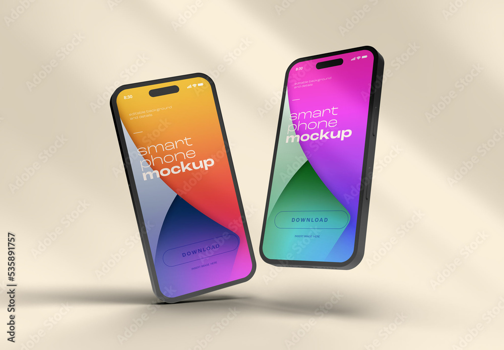 Smart Phone Mockup Design with Editable Background Stock Template ...