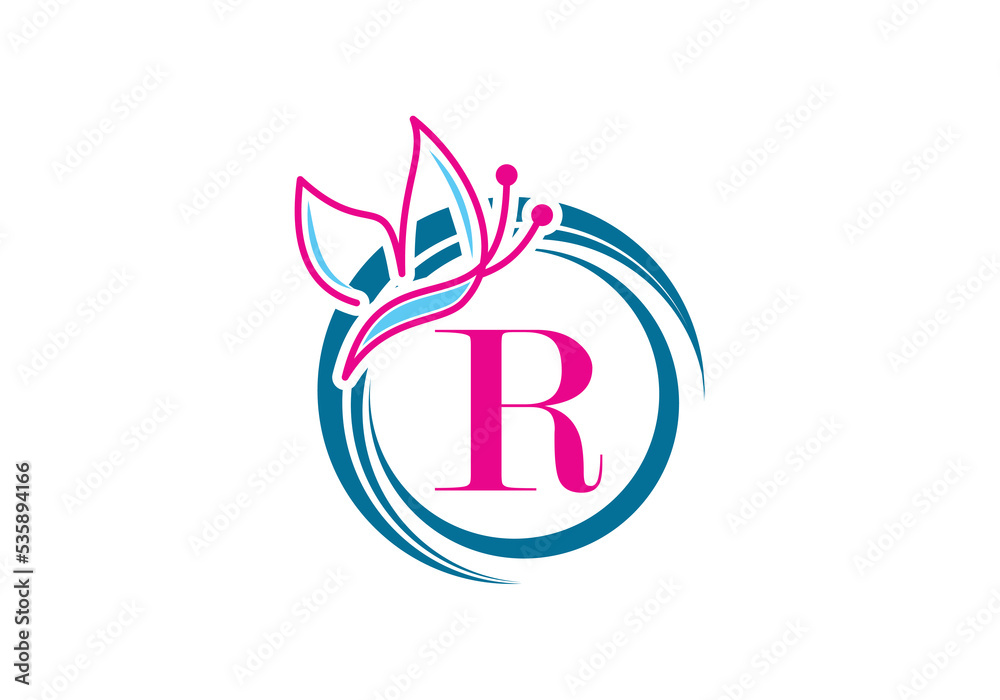 Butterfly Logo On Letter R Template. Initial Butterfly Sign Concept ...