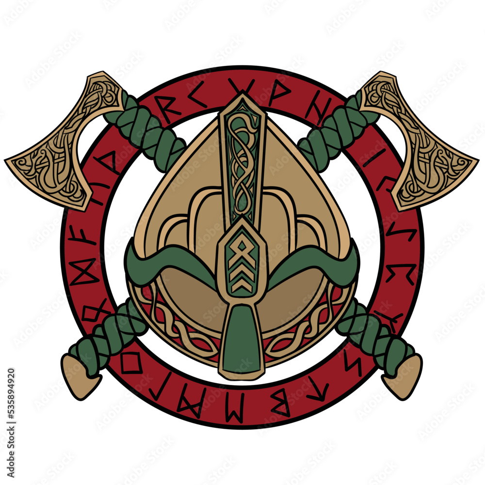 Viking Shield and Axes,with futhark runes VECTOR Stock Vector | Adobe Stock