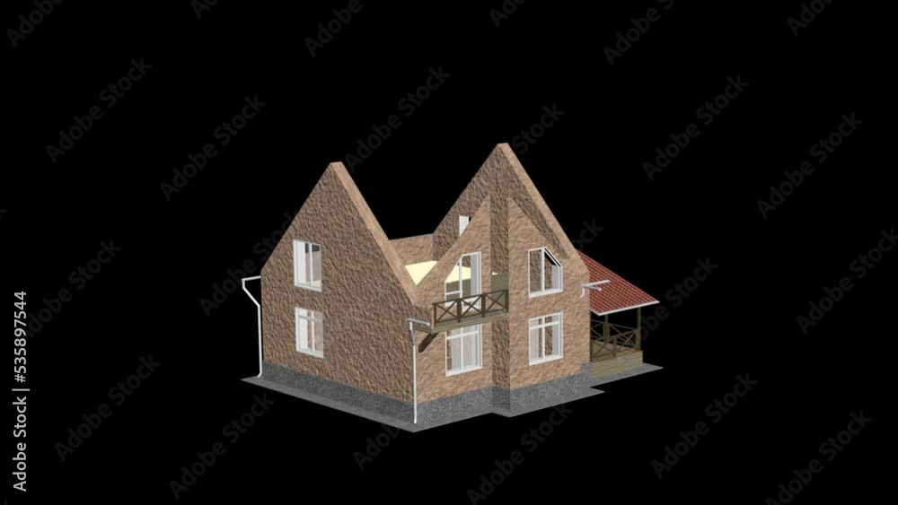 Home construction. Build structure. Time-lapse 3d animation showing a ...