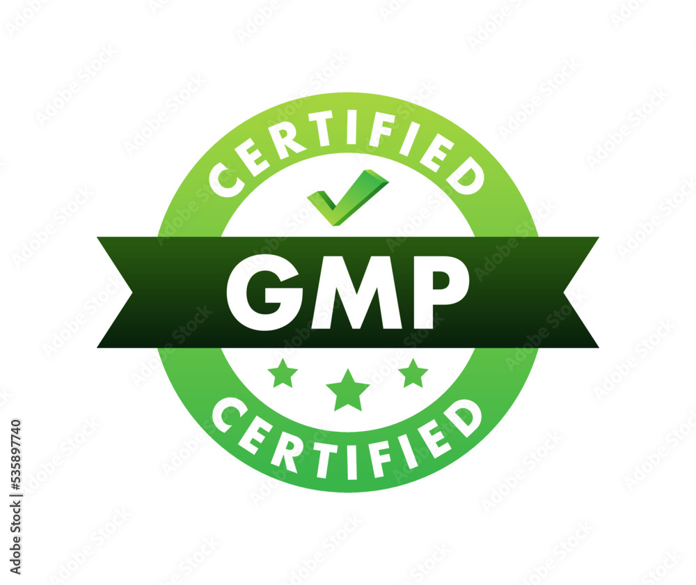 GMP - Good Manufacturing Practice certified round stamp, label. Vector ...