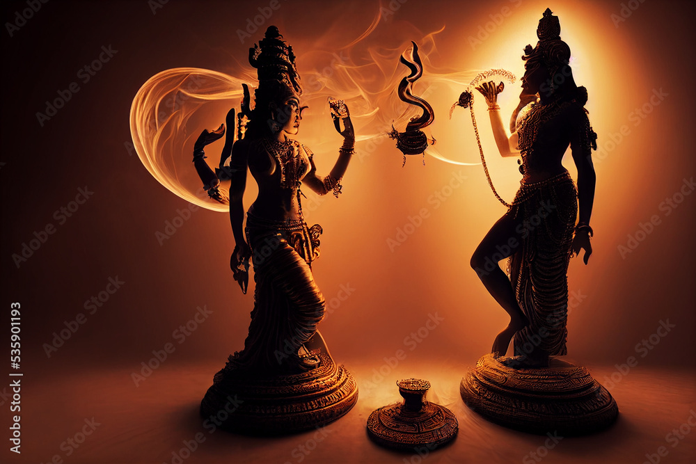 shiva and Shakti hindu god and goddess in tantric ritual Stock Illustration | Adobe Stock