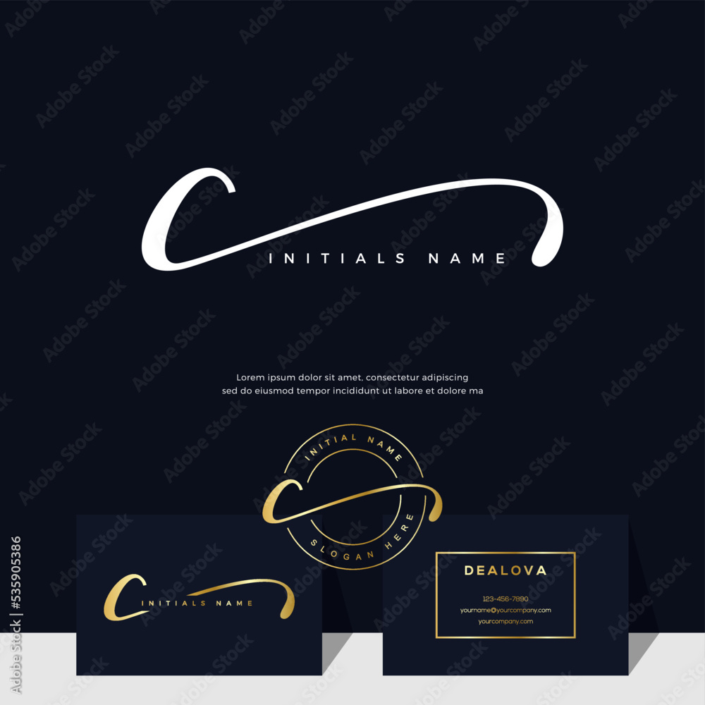 Initial letter C Logo gold Color Template Vector . Simple and Elegant ...