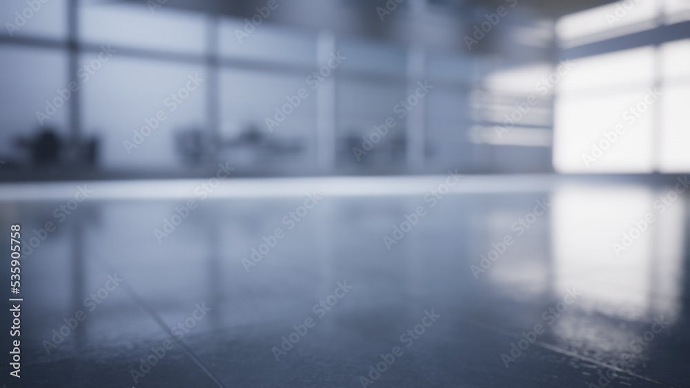 empty office space with large window, glass walls and background at ...