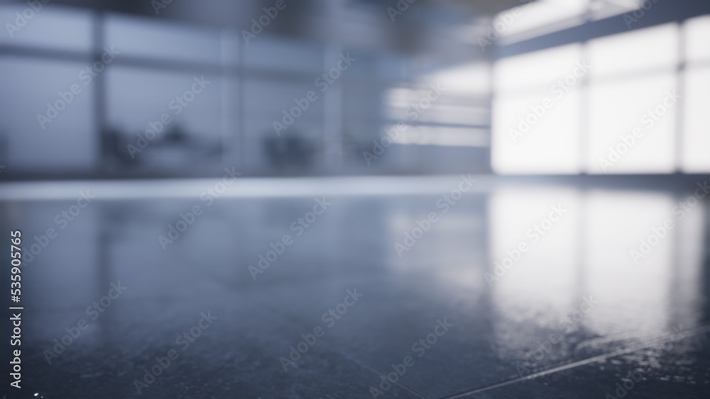 empty office space with large window, glass walls and background at ...