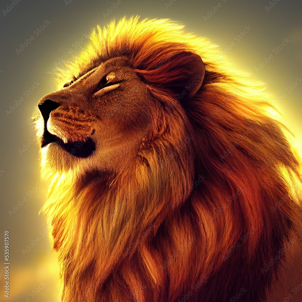 Hyper-realistic illustration of a lion in all of his glory Stock ...