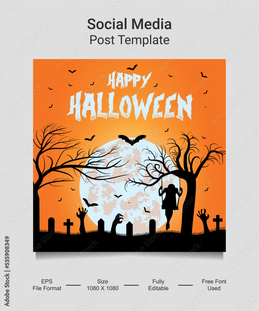Happy Halloween Social media post template design. Very suitable for ...