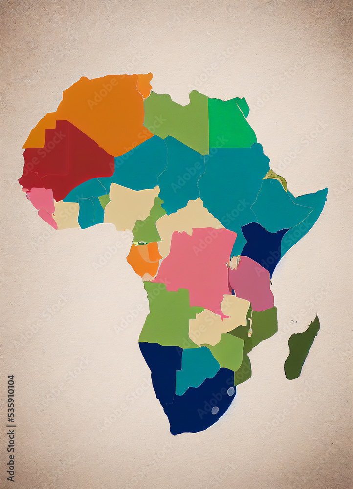 Geographic map of the continent of Africa, with colors and neutral ...
