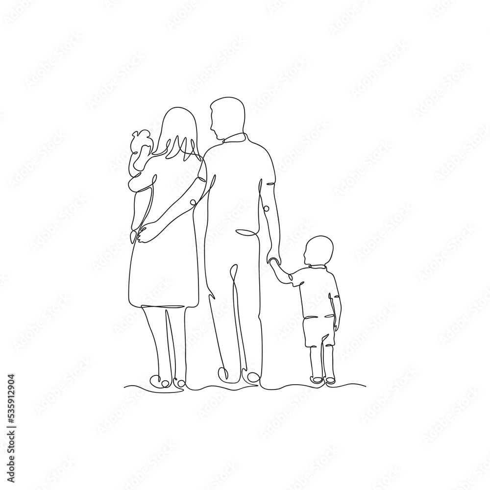 Continuous one line drawing of happy family Stock Vector | Adobe Stock