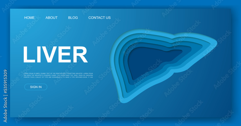 Liver 3d paper cut website template. Hepatitis paper cut out ...