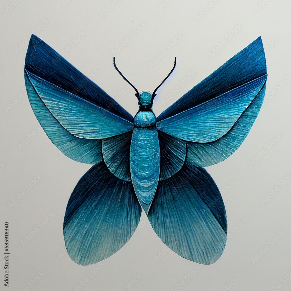 Beautiful painting of an imaginary species of blue moth. [Digital ...