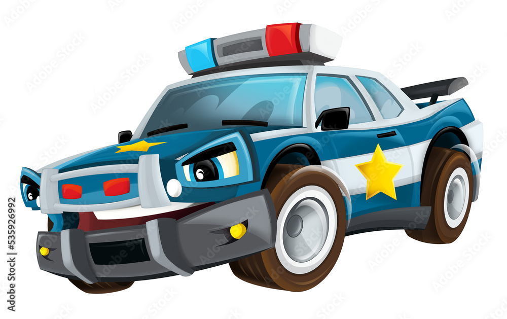 Cartoon police car looking like monster truck - isolated - illustration ...